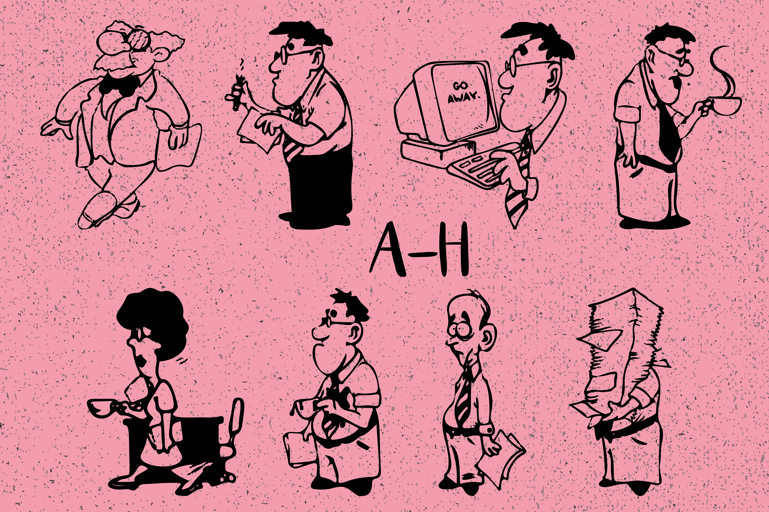 Office Cartoons Characters Cliparts Dingbats Font - Etsy