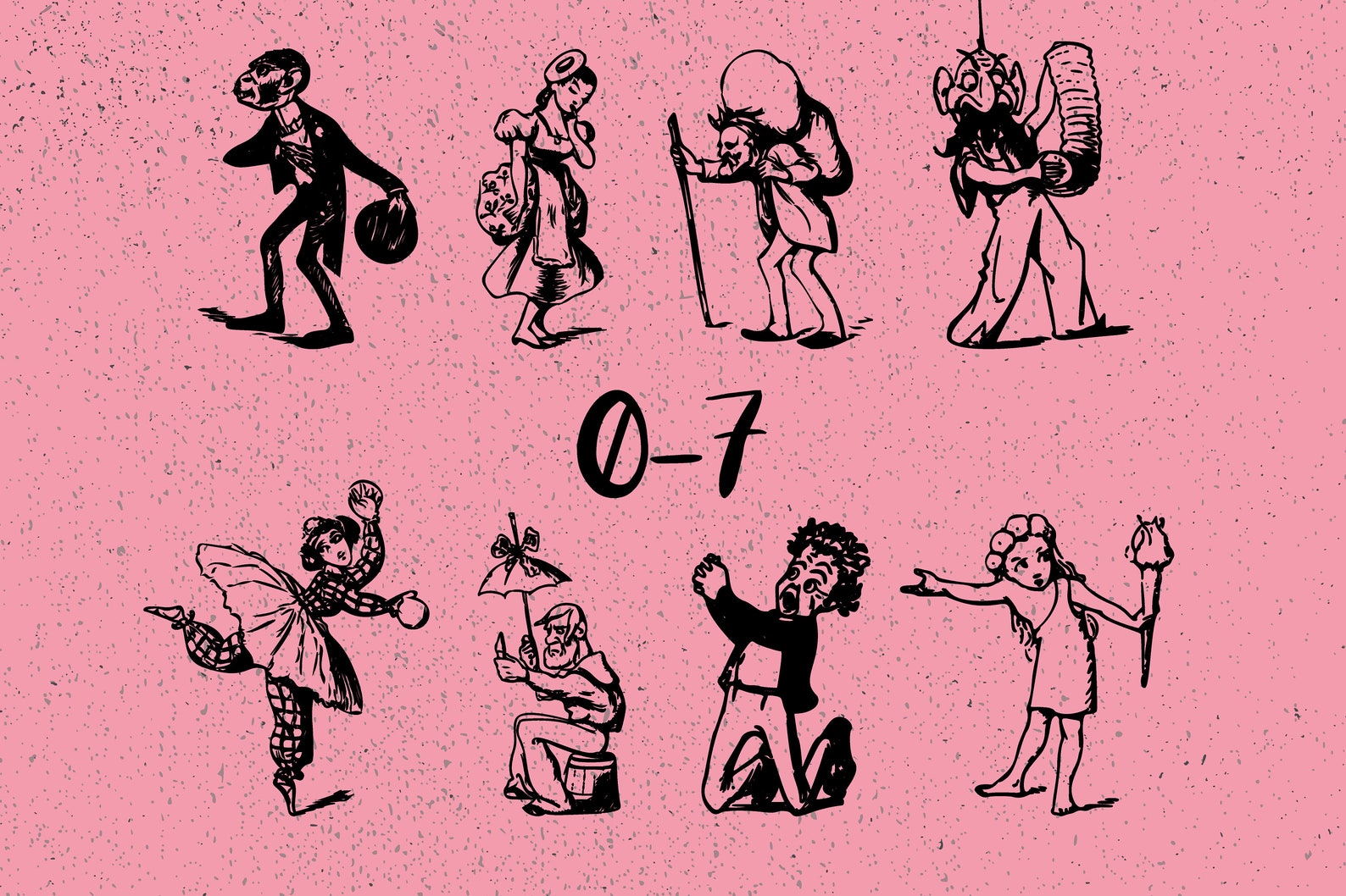 Comic Caricature Dingbats Font: 40+ Cartoon Characters - Etsy