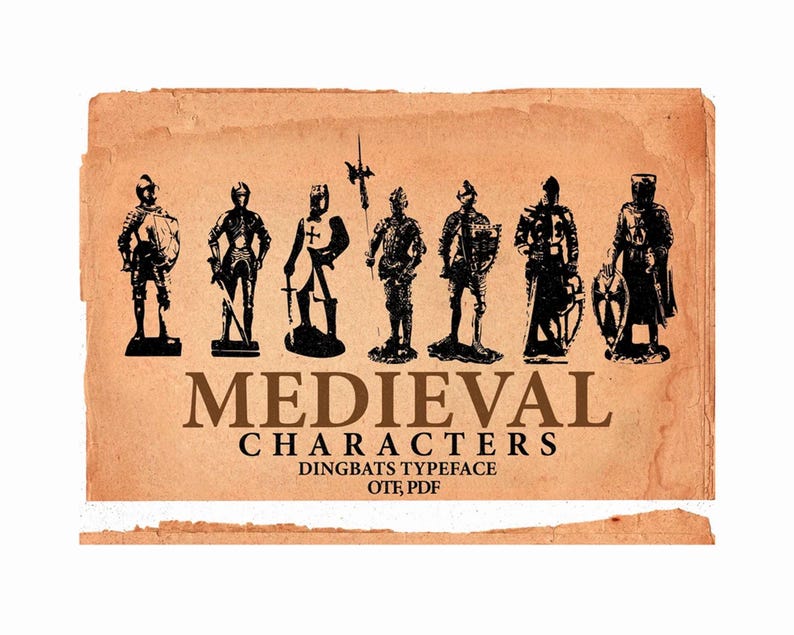 Medieval Characters Vector Clipart Dingbats Font - Etsy