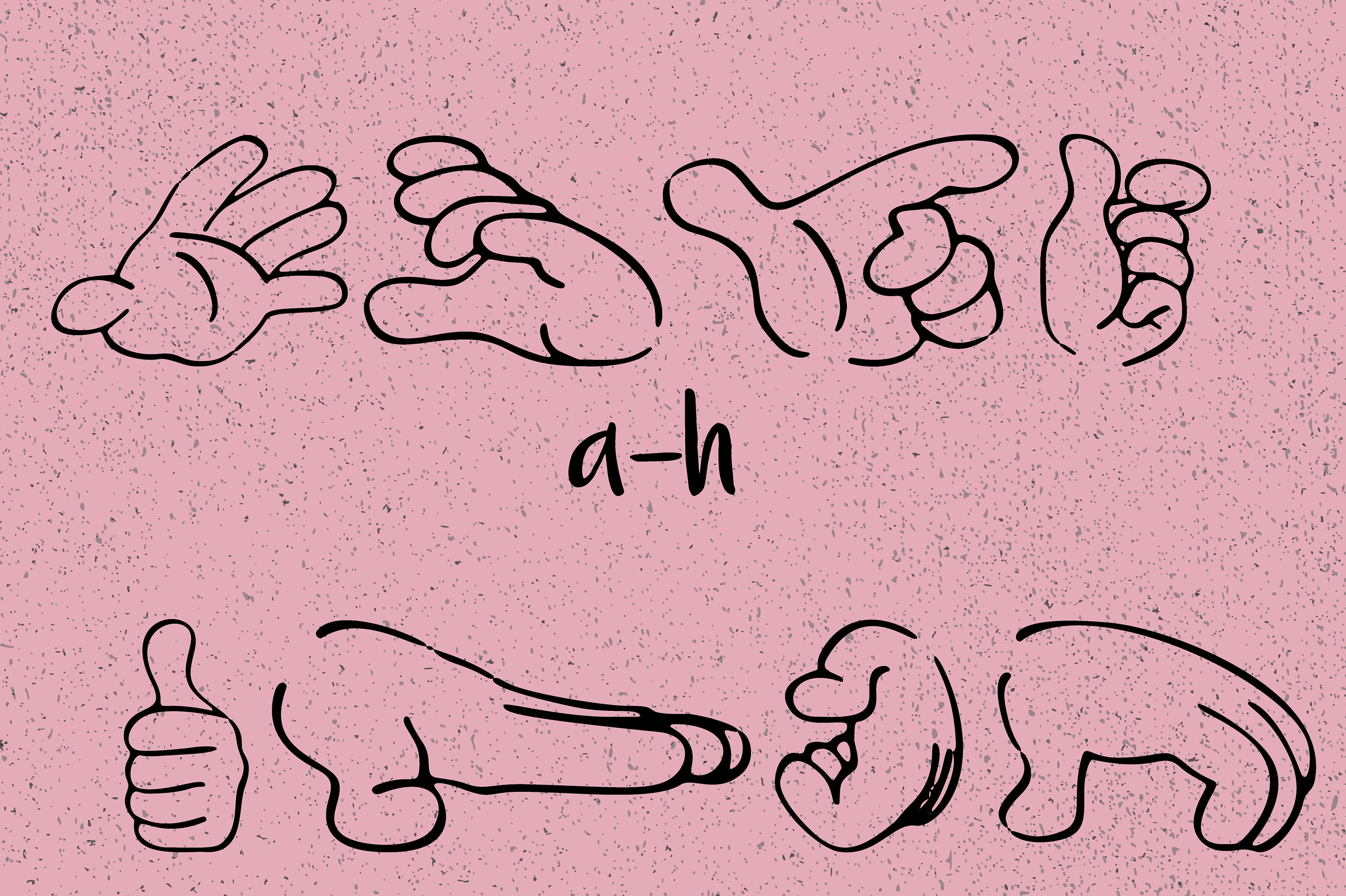 40+ Hands Illustration Cartoon Drawing Style Dingbats Font - Etsy