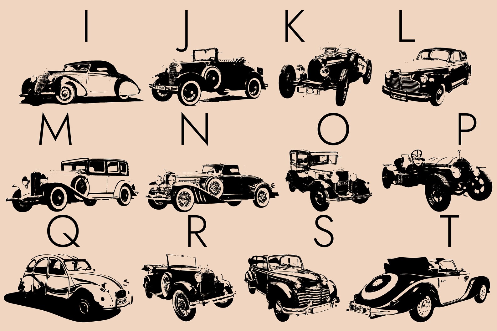 Vintage Cars Dingbats Font: Retro Car Symbols (digital Download) - Etsy