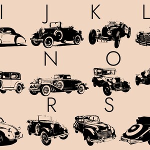 Vintage Cars Dingbats Font, Vintage Cars Symbols, Vintage Cars ...