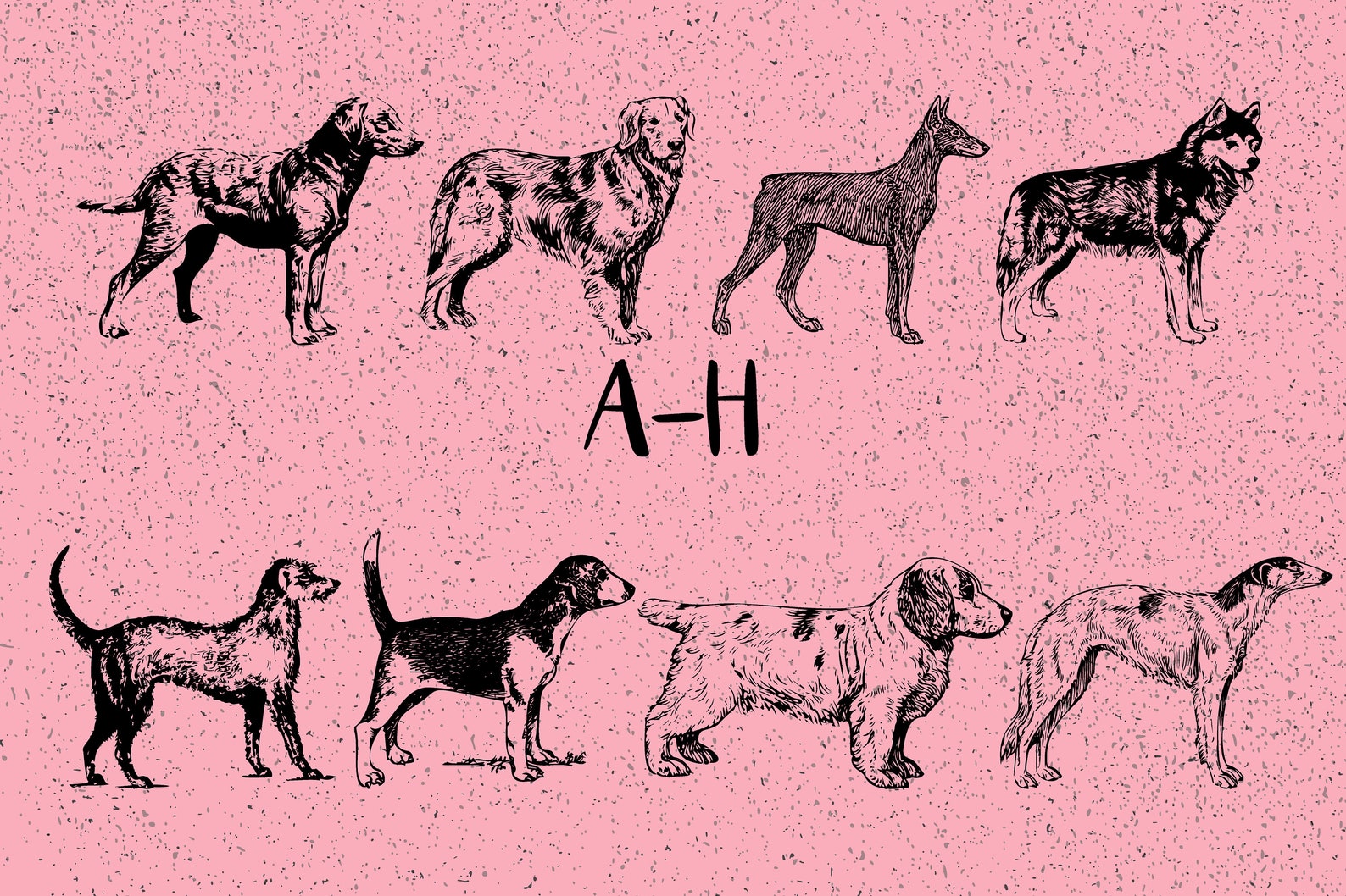 Dogs Cartoon Doodles Dingbats Font: Pet Illustrations - Etsy