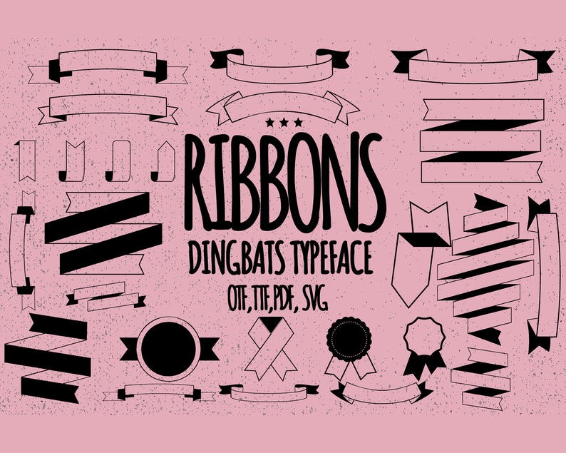 Ribbons - Banners Dingbats Font | Banners Dingbats - Ribbons Dingbats ...