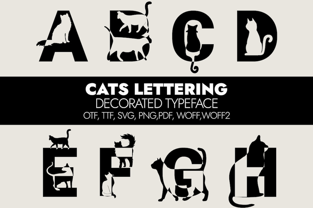 Cats Lettering Decorative Font - Etsy