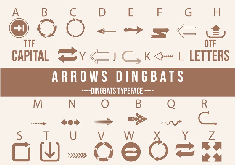 Arrows Dingbats Font, Bow Dingbats, Bow Symbols , Darts Dingbats - Etsy