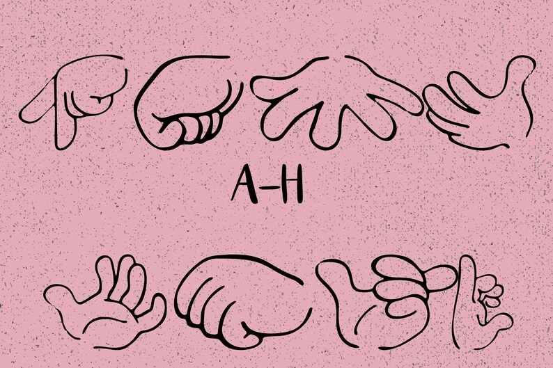 40+ Hands Illustration Cartoon Drawing Style Dingbats Font - Etsy
