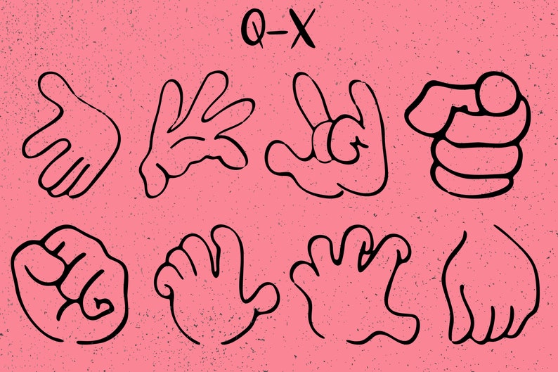 60+ Hands Illustration Cartoon Drawing Style Dingbats Font - Etsy