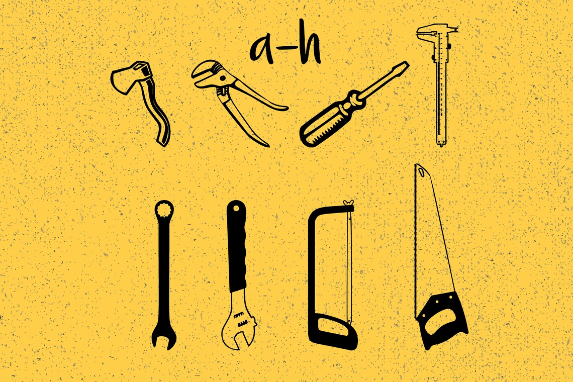 62 Tools, Gears and Hardware Doodles, Line Art Illustrations Dingbats ...