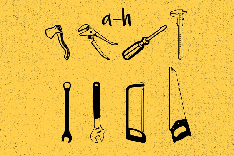 62 Tools, Gears and Hardware Doodles, Line Art Illustrations Dingbats ...