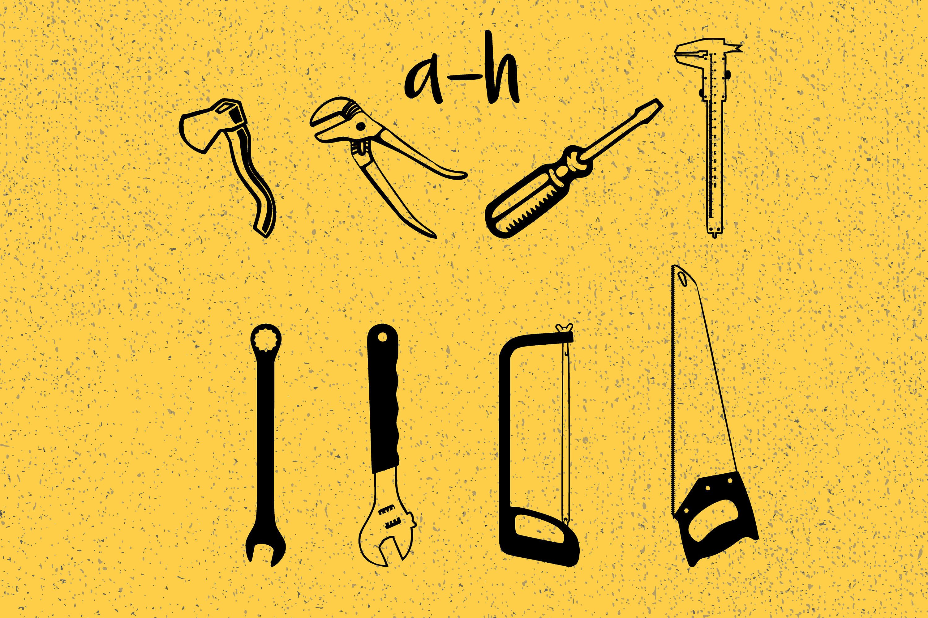 62 Tools, Gears and Hardware Doodles, Line Art Illustrations Dingbats ...