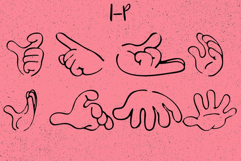 60+ Hands Illustration Cartoon Drawing Style Dingbats Font - Etsy