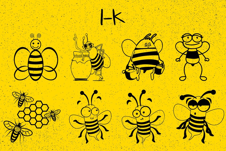 Bee Cute 40 Bees Doodles Line Art Illustrations Dingbats - Etsy