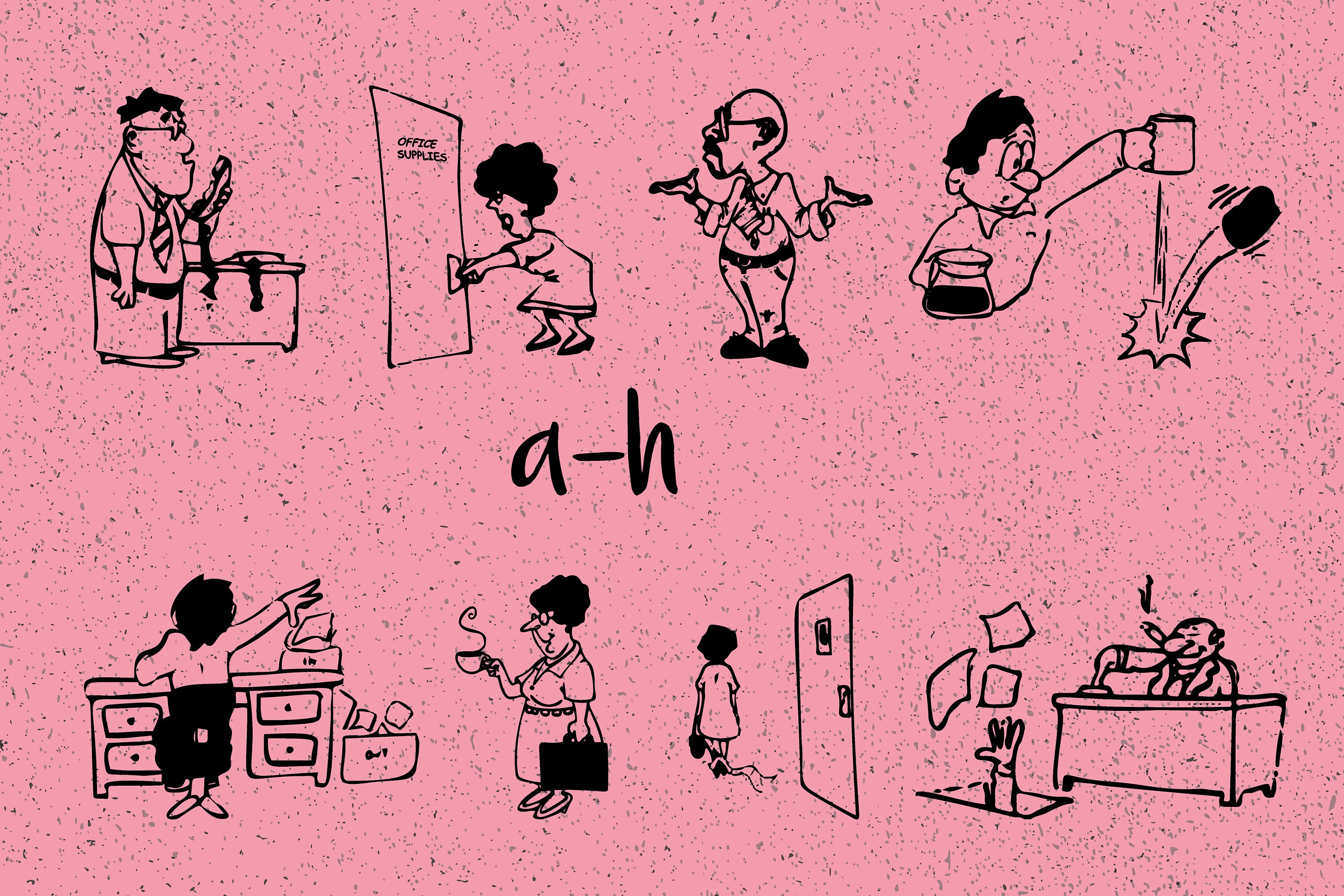 Office Cartoons Characters Cliparts Dingbats Font - Etsy