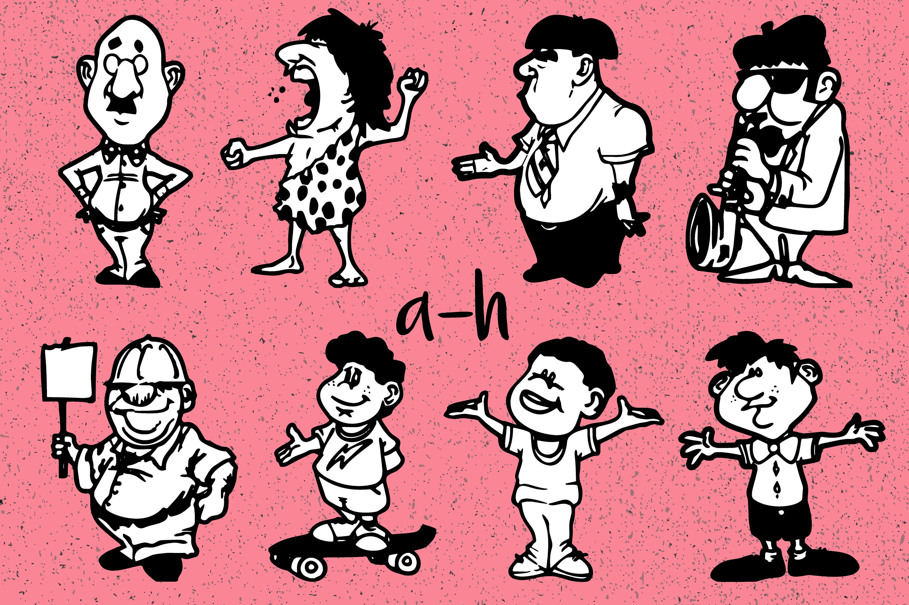 People Cartoons Clipart: Vector Dingbats Font (coloring Pages) - Etsy