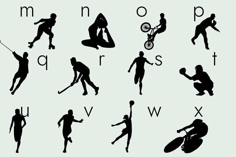Sport Poses Silhouettes Dingbats Font - Etsy