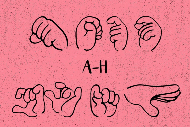 60+ Hands Illustration Cartoon Drawing Style Dingbats Font - Etsy