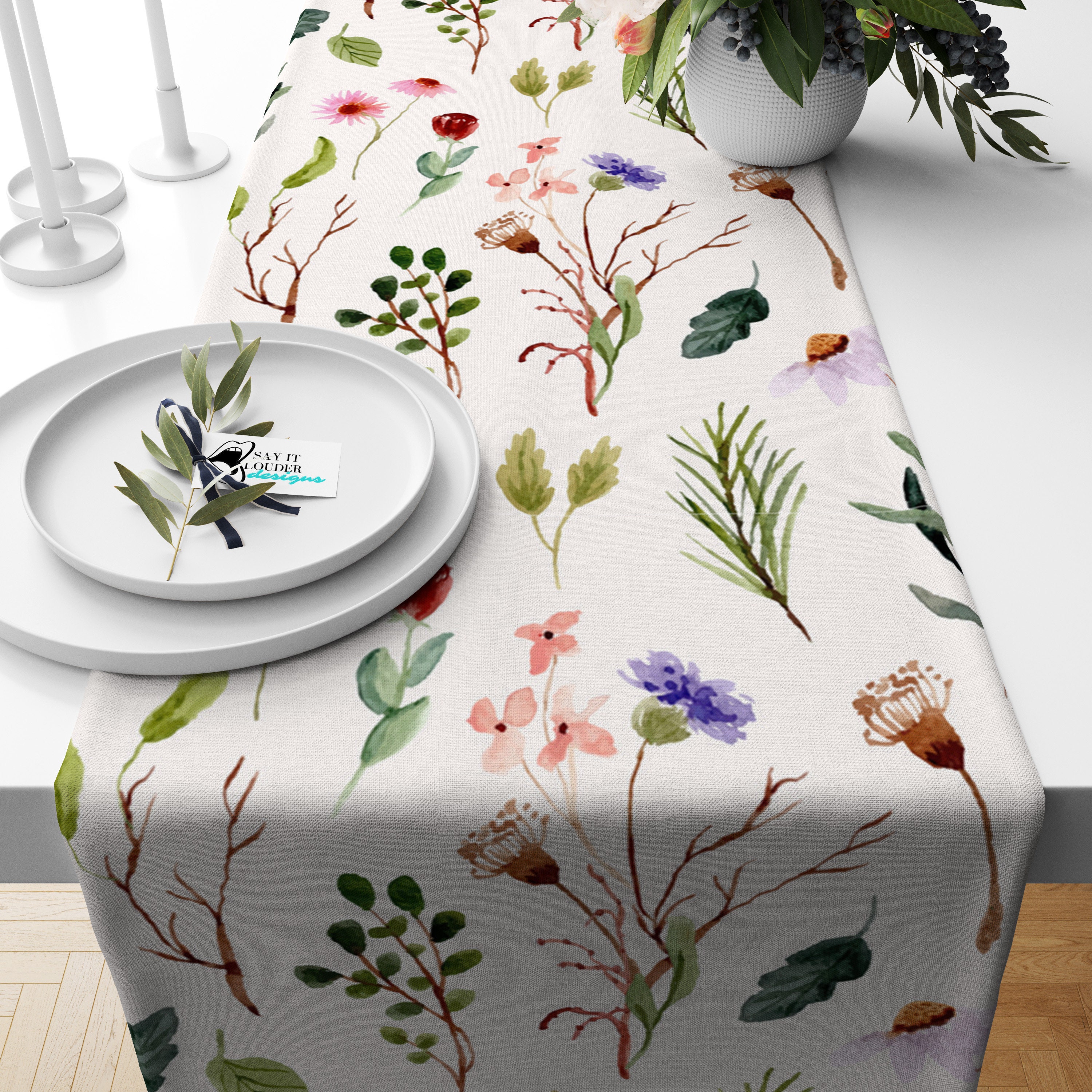 Wildflower Table Runner Dining Table Topper Kitchen Linens - Etsy