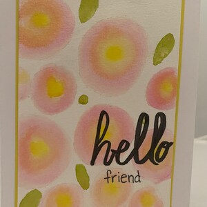 Hand Painted Card, Hello, Friend, Blank Inside With Envelope - Etsy