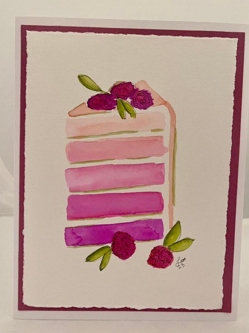 Hand Painted Card, Cake, Birthday, Blank Inside With Envelope - Etsy