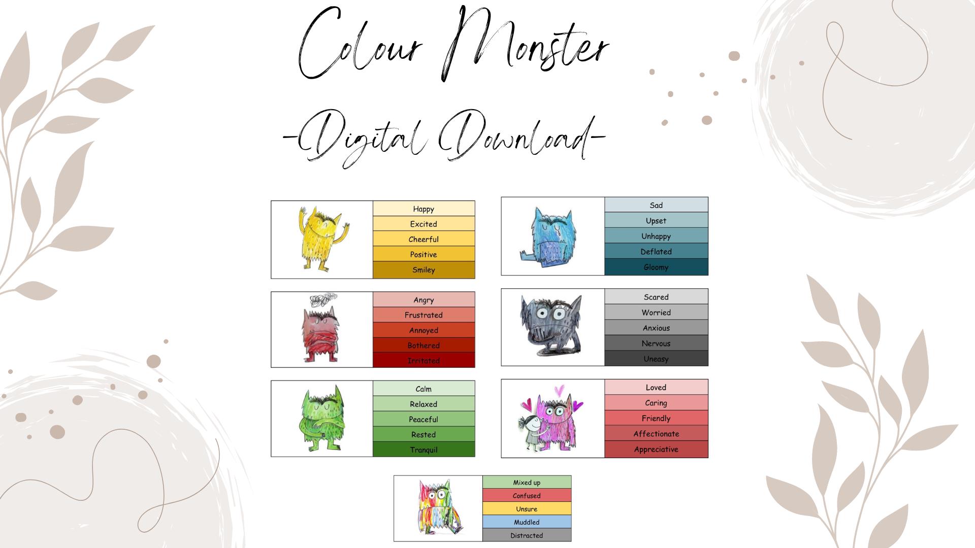 The Colour Monster Emotions - Etsy UK