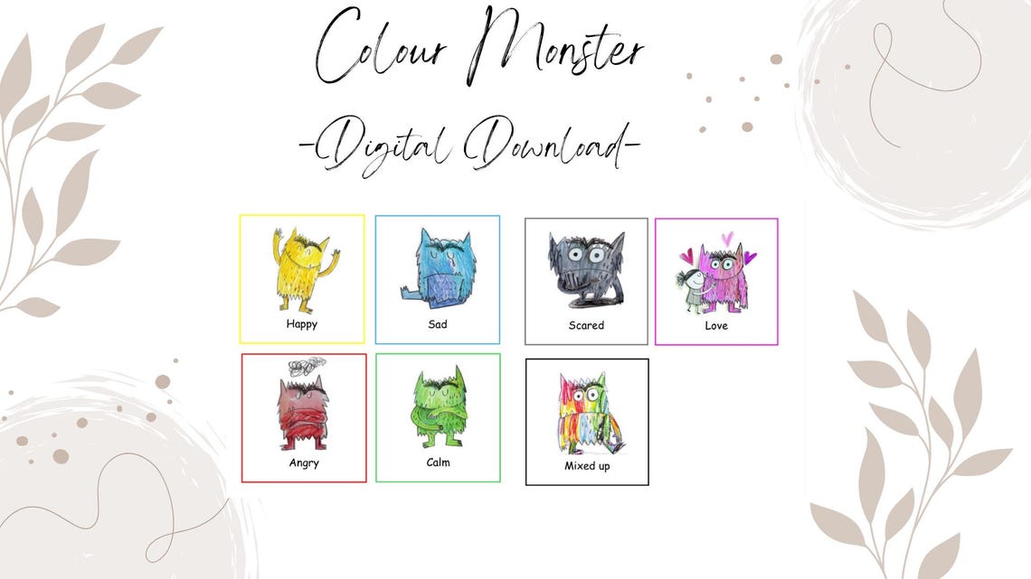 Colour Monster Emotion Cards - Etsy