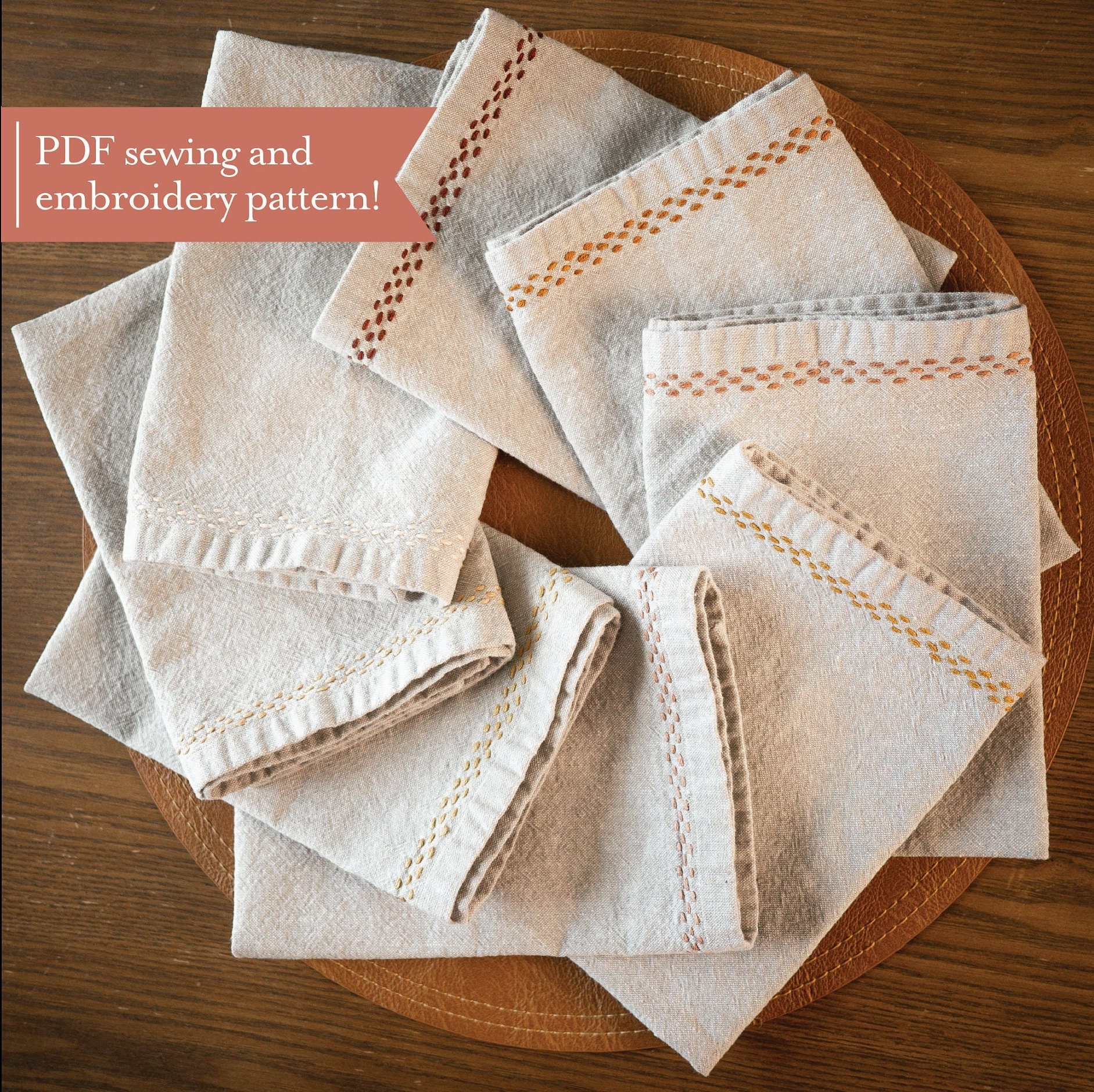 Haystacks Napkin Set Beginner Sewing and Hand Embroidery PDF - Etsy