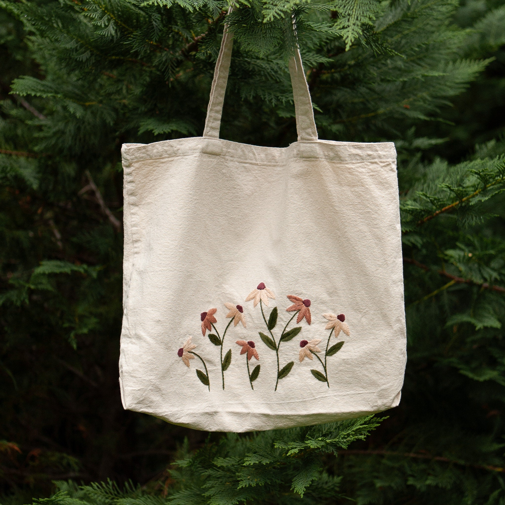 Flora Tote Bag PDF Hand Embroidery Pattern for Pencil Pouch and Canvas ...