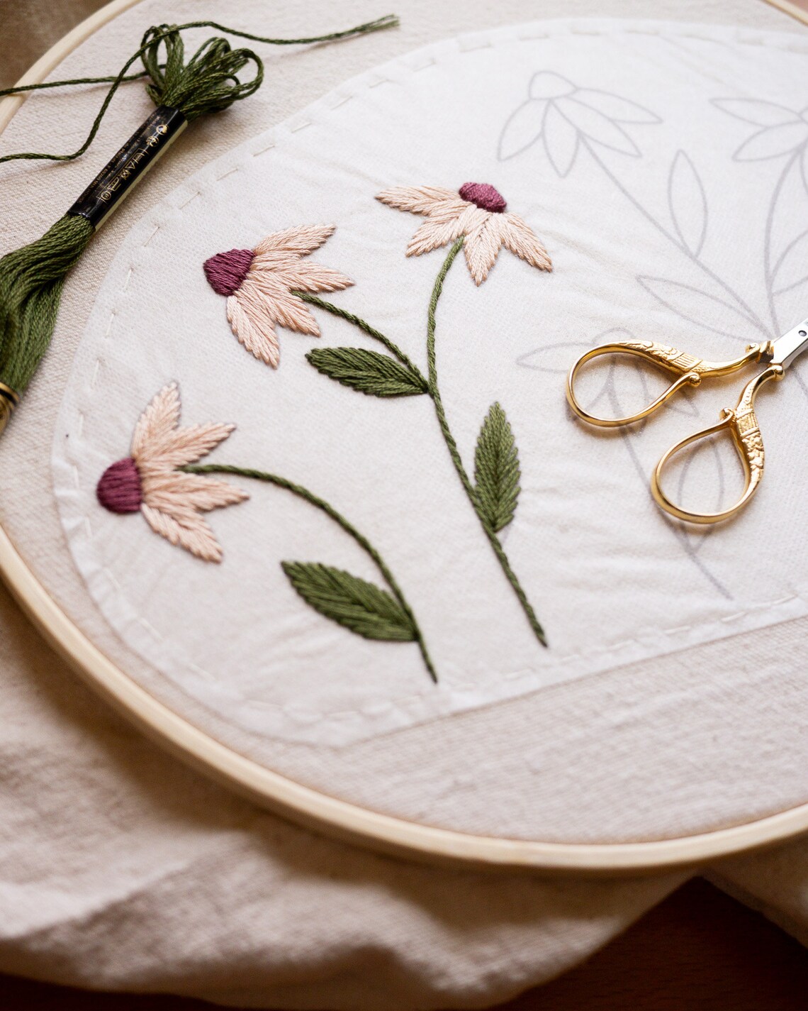 Flora Tote Bag PDF Hand Embroidery Pattern for Pencil Pouch and Canvas ...