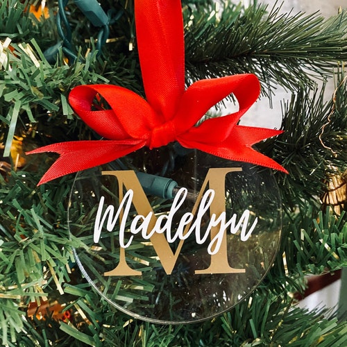 Custom Monogram Clear Acrylic Christmas Ornament - Etsy