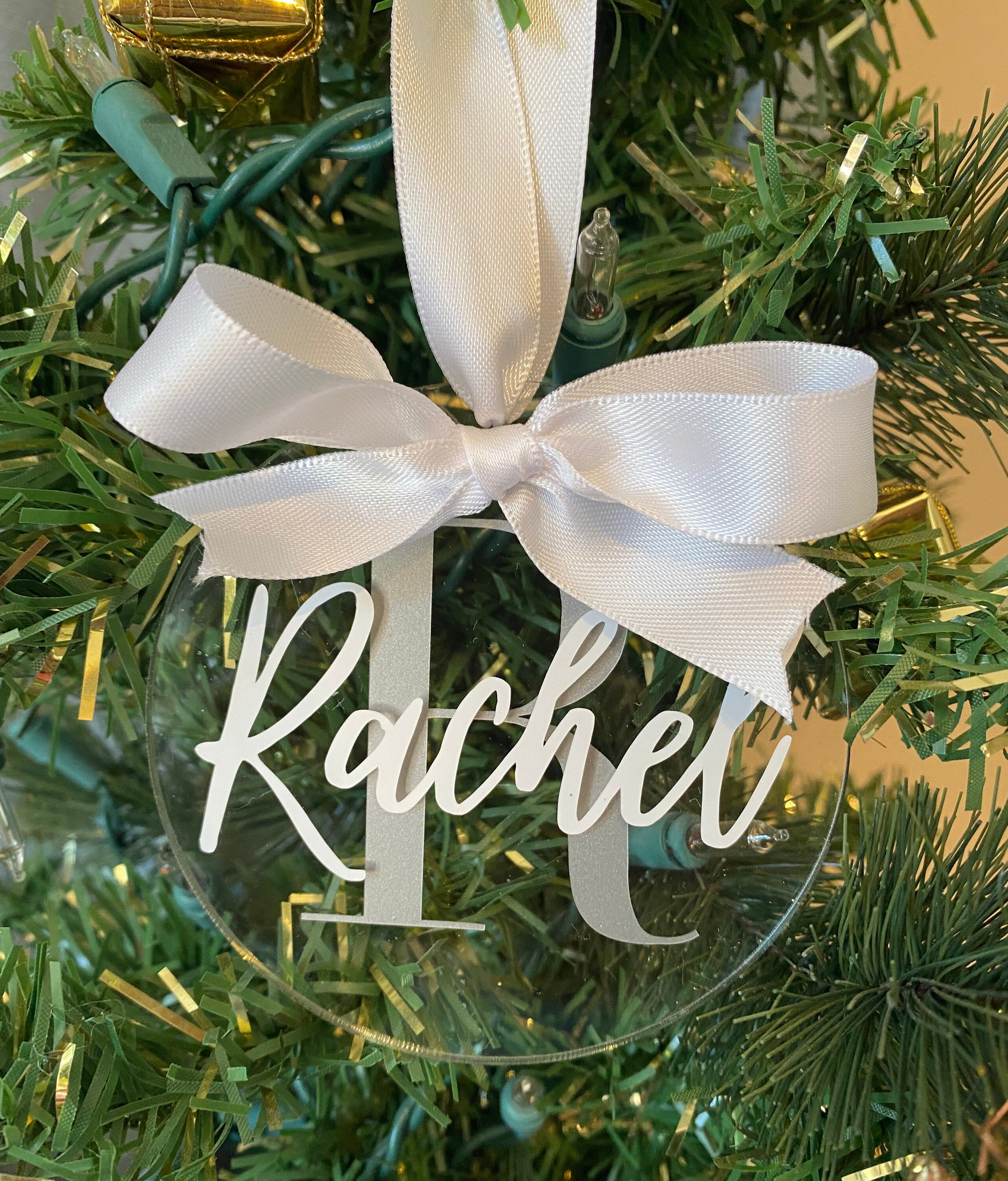 Custom Monogram Clear Acrylic Christmas Ornament - Etsy