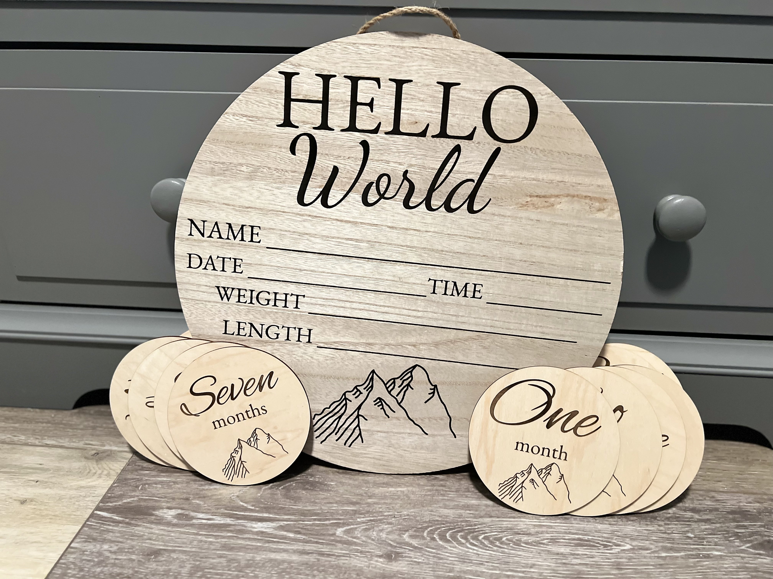 Baby Announcement Wood Sign and Month Markers - Etsy