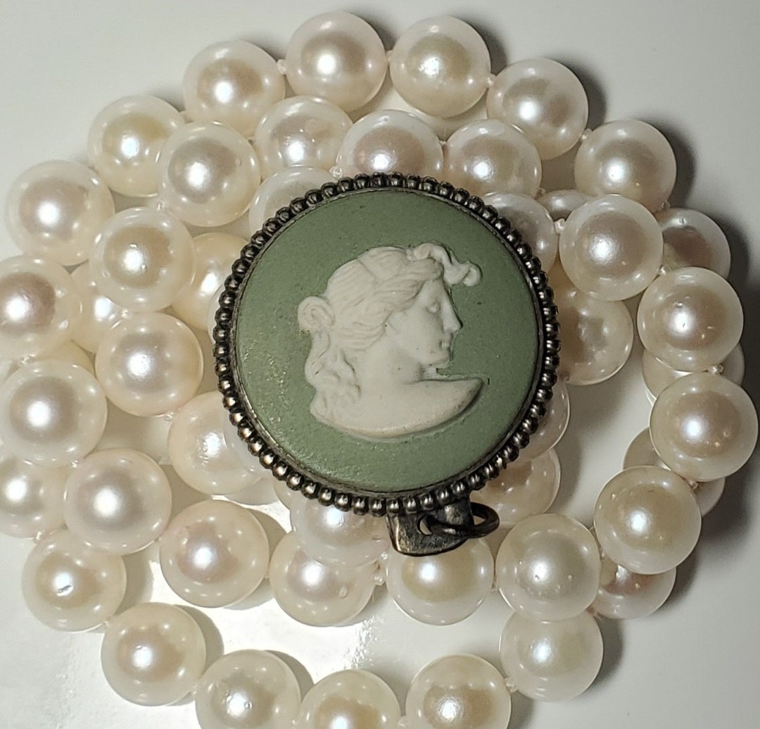 Vintage Wedgwood Sterling Silver Jasperware GREEN CAMEO Pendant - Etsy