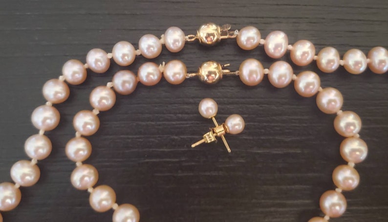 Pink Pearl Set. Cultured Pearl Set With Real Pearl Earrings - Etsy