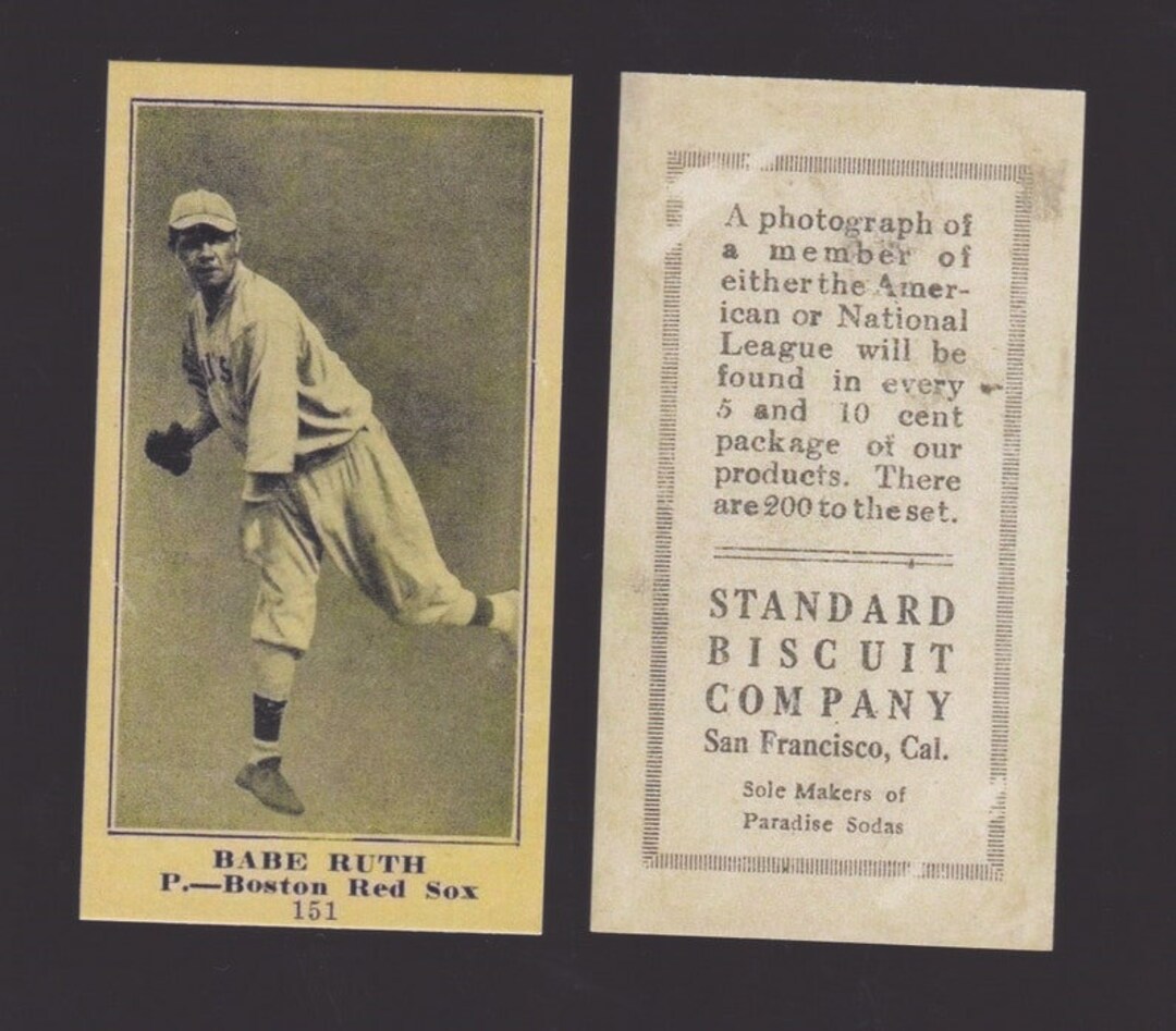 2 Card Lot BABE RUTH Rookie Card #151 Red Sox 1916 M101 Reprint Mint ...