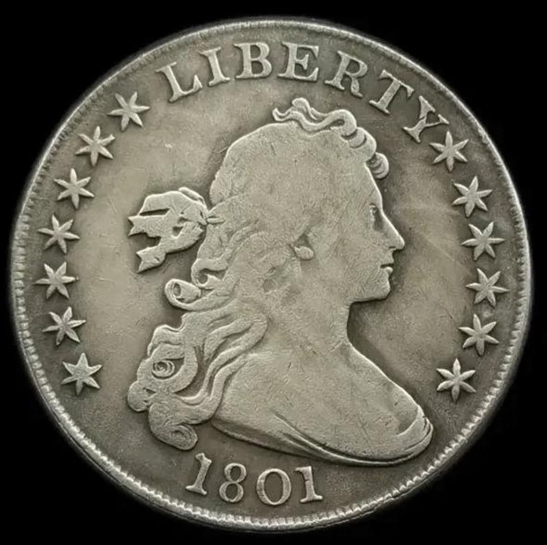 Super Rare 1801 Vintage Draped Bust Dollar Commemorative Coin Coin .900 ...