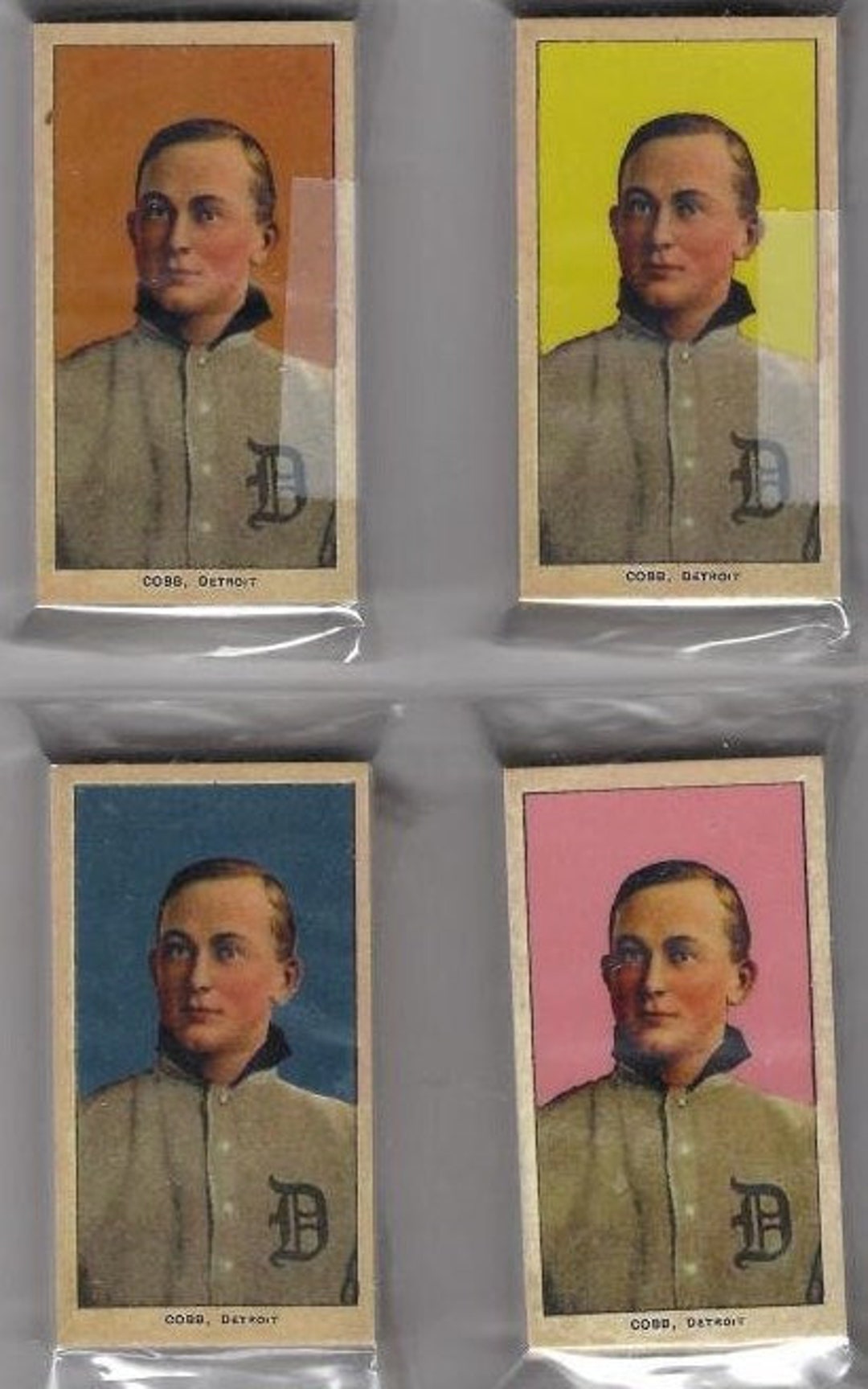 Scarce Never Seen 4 Card Ty Cobb Rookie Reprint Mint 4 Cards Blue, Pink ...