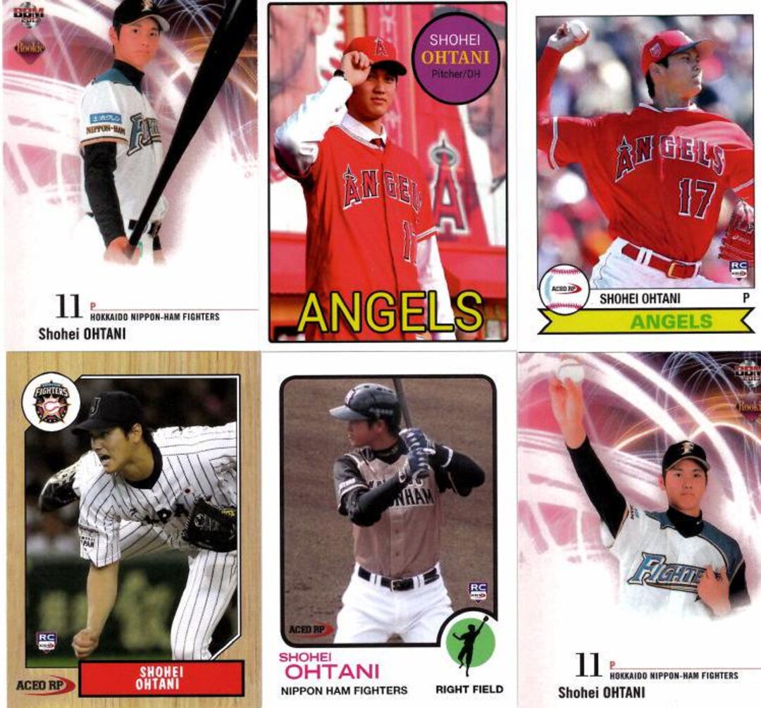 6 Card Lot Shohei Ohtani Baseball Pitcher DH Rookie Aceo Mint 6 Card ...