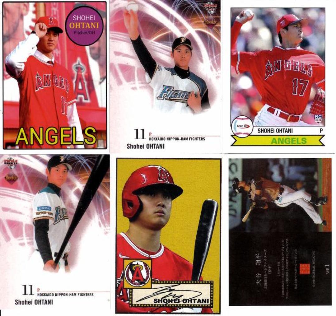 6 Card Lot Shohei Ohtani Baseball Pitcher DH Rookie Aceo Mint 6 Card ...