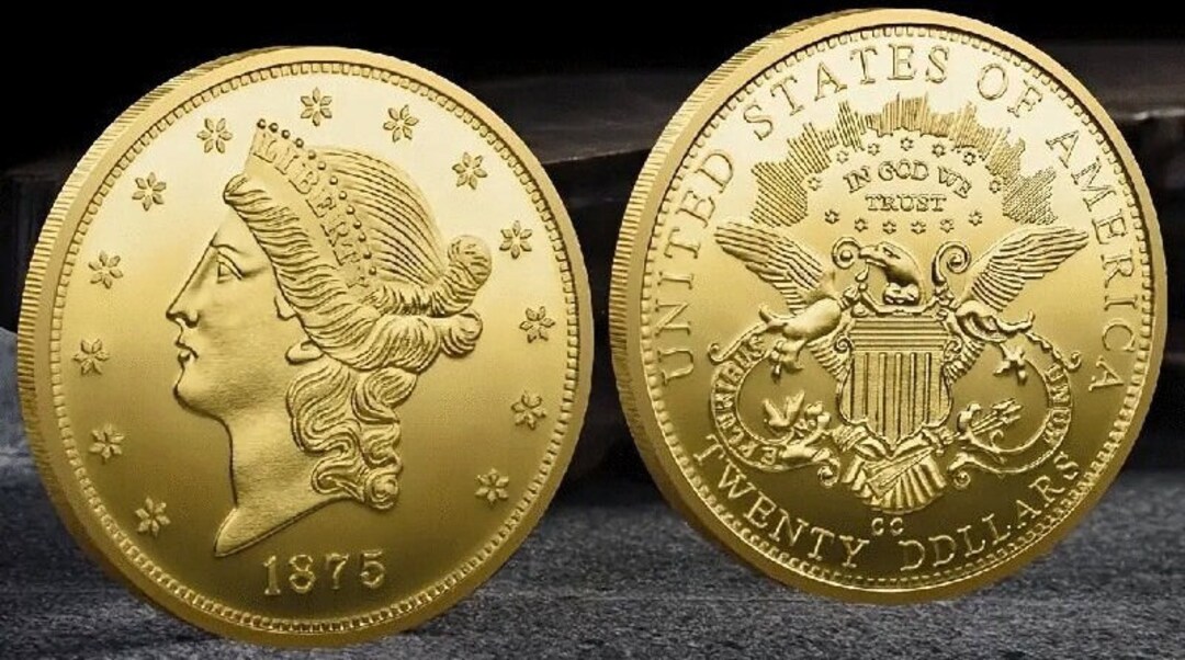 Super Rare 1875 Cc Golden Commemorative Coin Three-dimensional Embossed ...