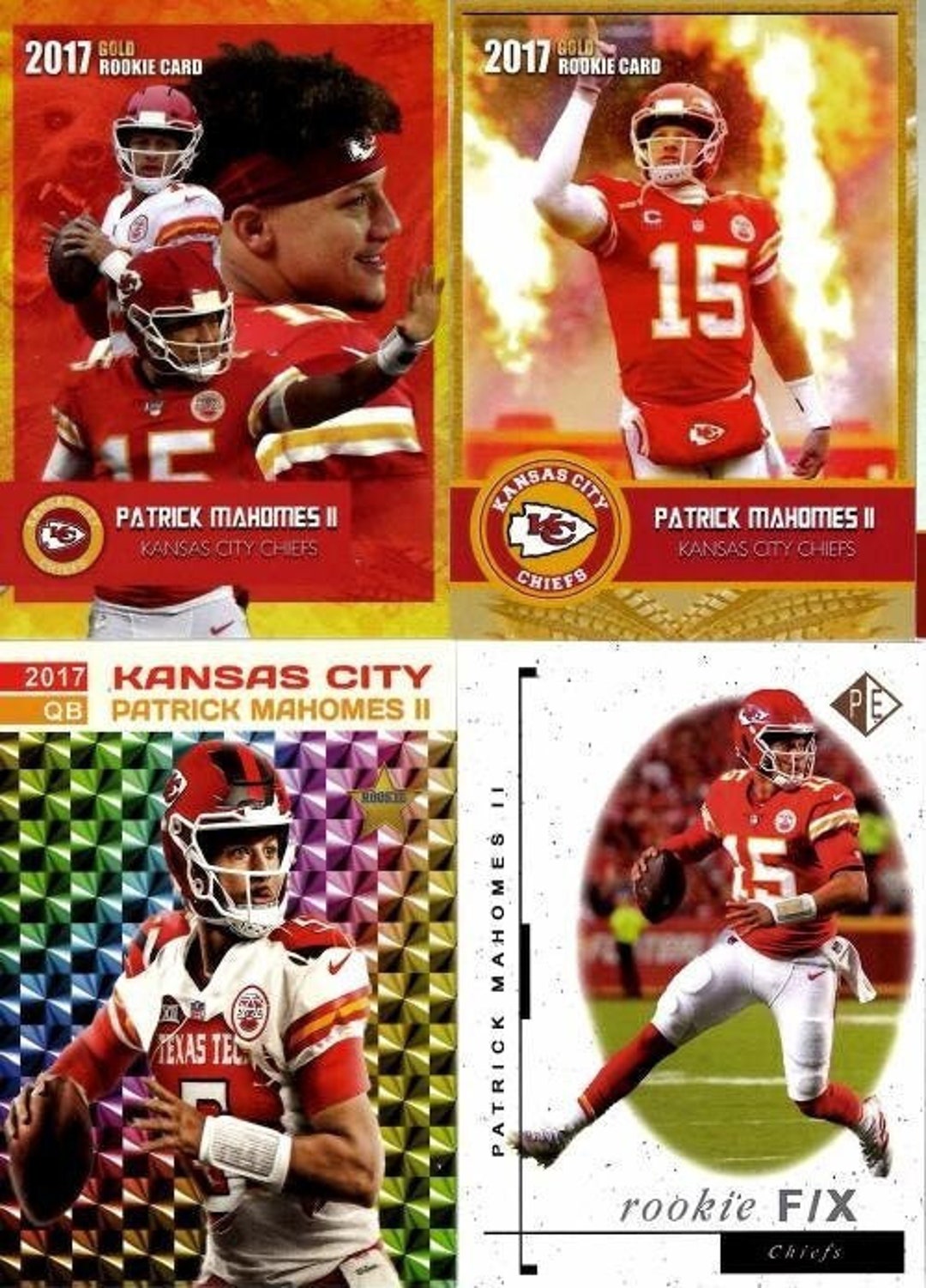 4 Card Lot Rookie Gold Patrick Mahomes Custom Limited Edition 4 Card ...