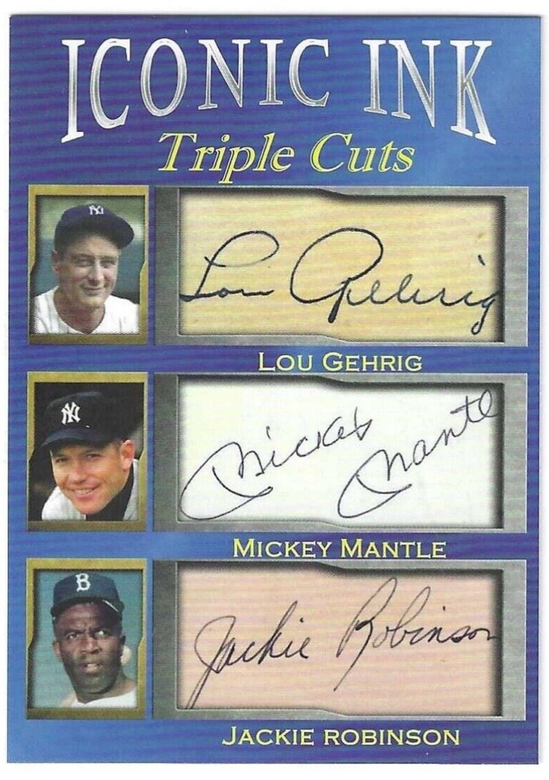 Limited Edition Lou Gehrig Mickey Mantle Jackie Robinson Triple Cuts ...
