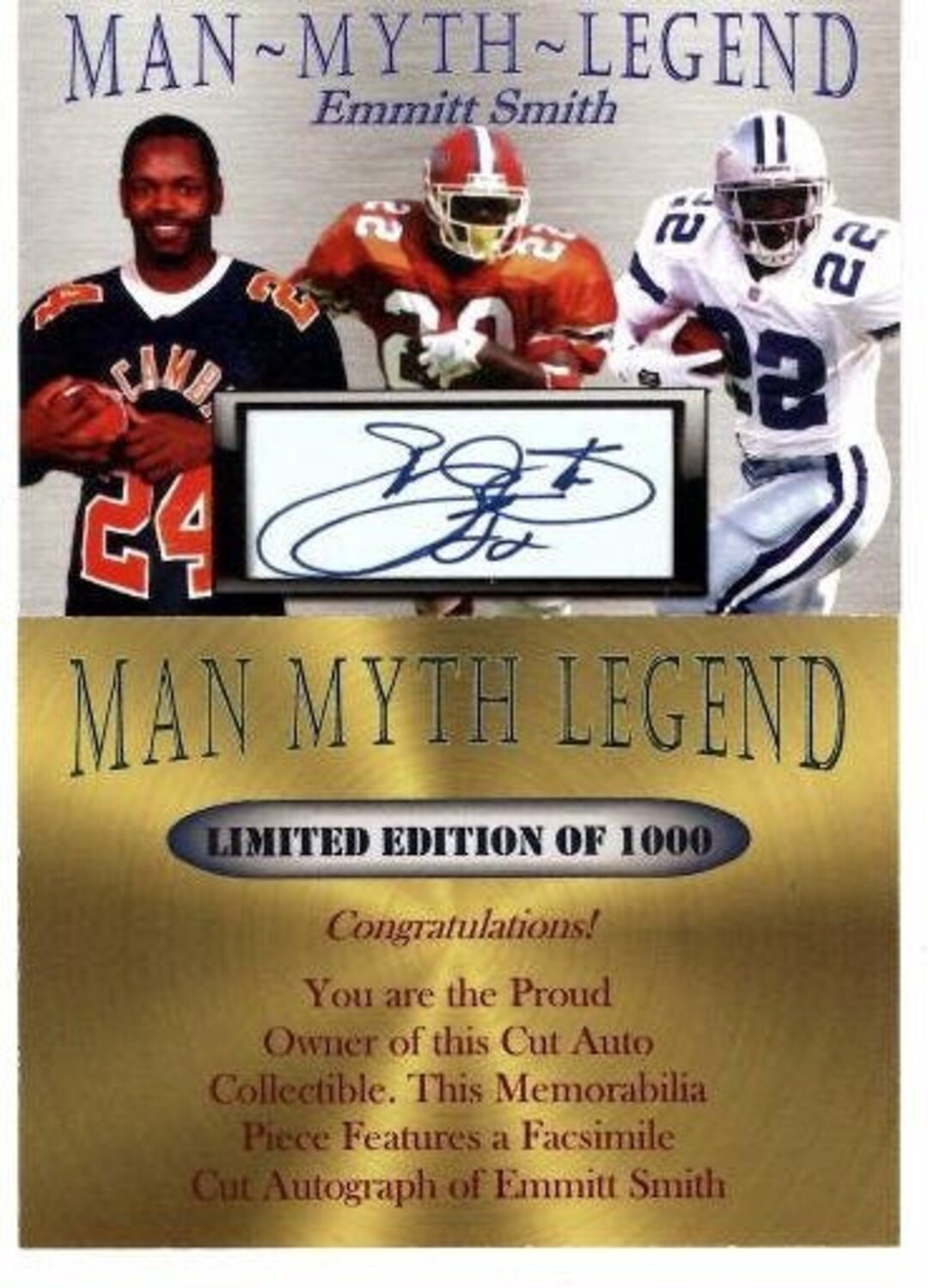 2 Cards Limited Edition Man Myth Legend Emmitt Smith Iconic Ink Auto ...
