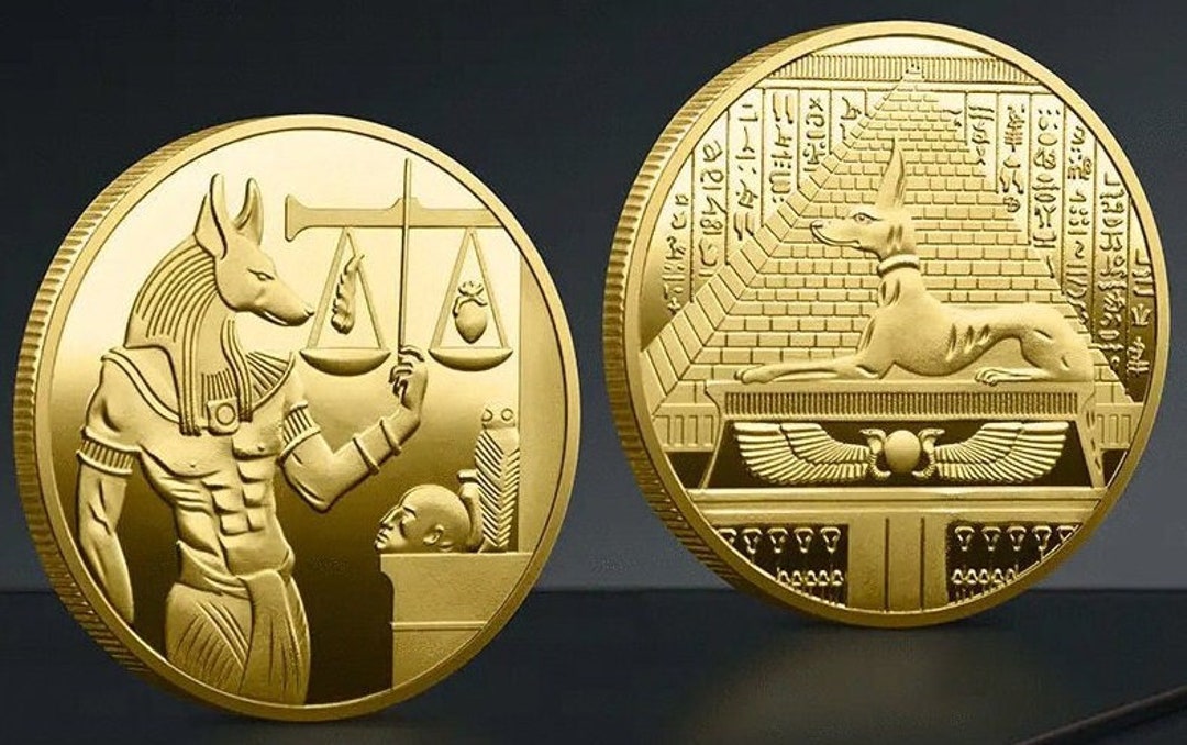 Ancient Egyptian Pharaoh Metal Commemorative Coins, Dog Head Dead Man ...