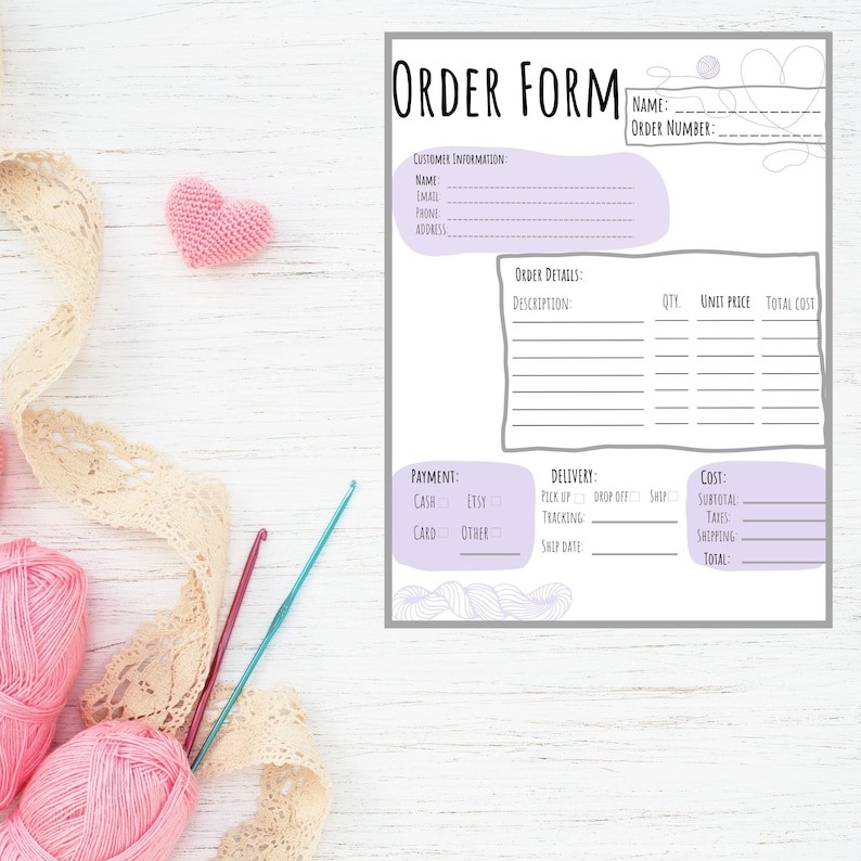 Printable Crochet Order Form: Custom Business Template (digital Download) - Etsy