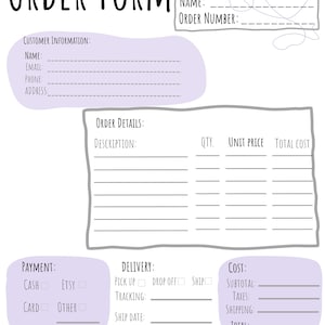 Printable Crochet Order Form: Custom Business Template (digital ...