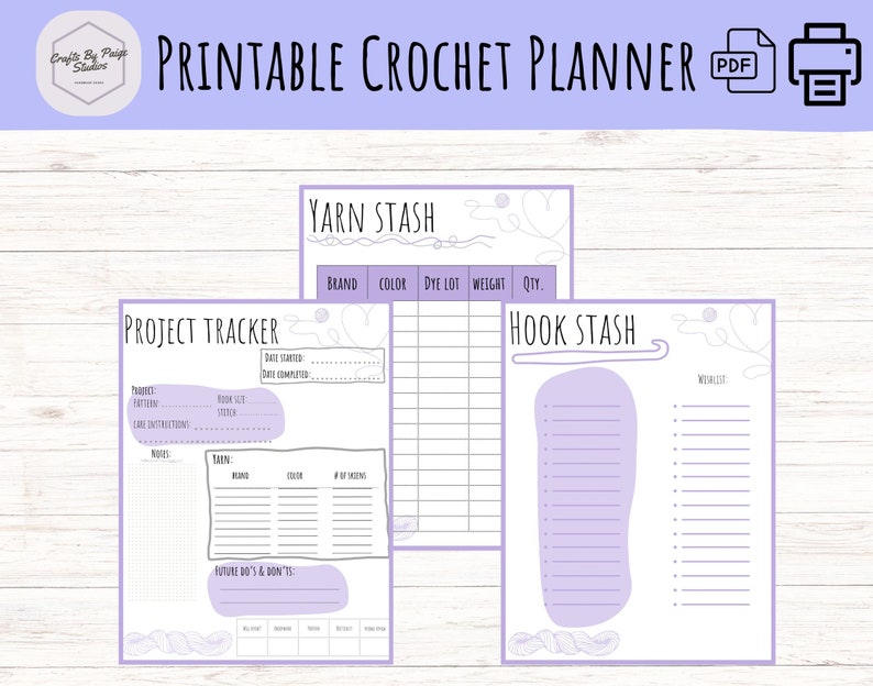 Printable Crochet Planner Digital Download Small Business Forms Orders Gift Tracker Yarn Hook ...