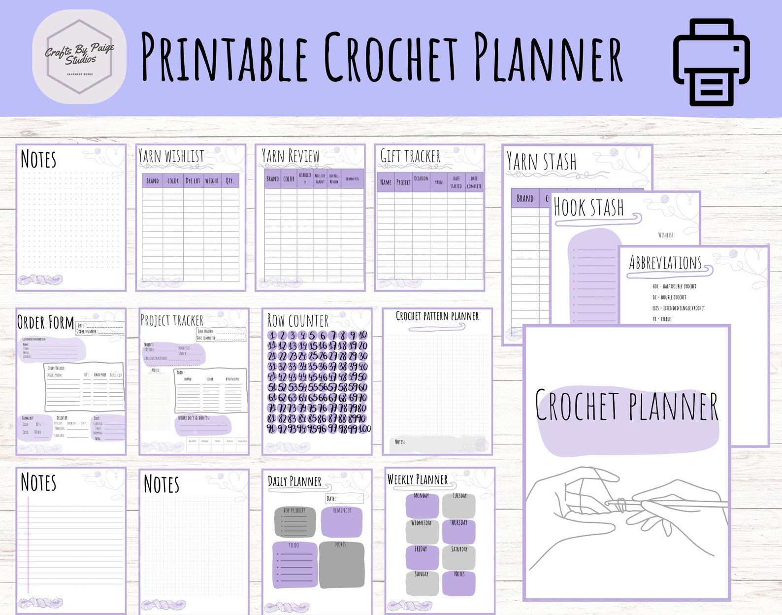 Printable Crochet Planner Digital Download Small Business Forms Orders ...