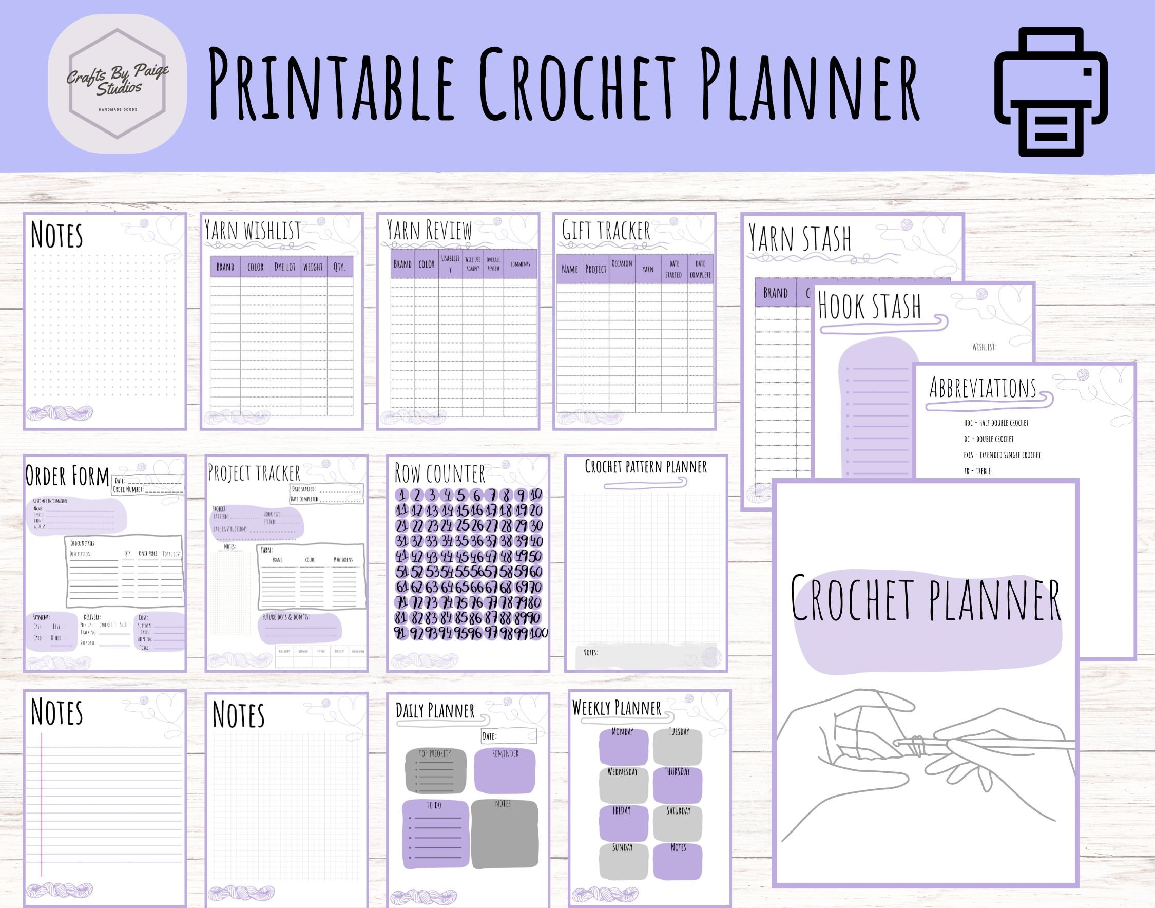Printable Crochet Planner Digital Download Small Business Forms Orders ...