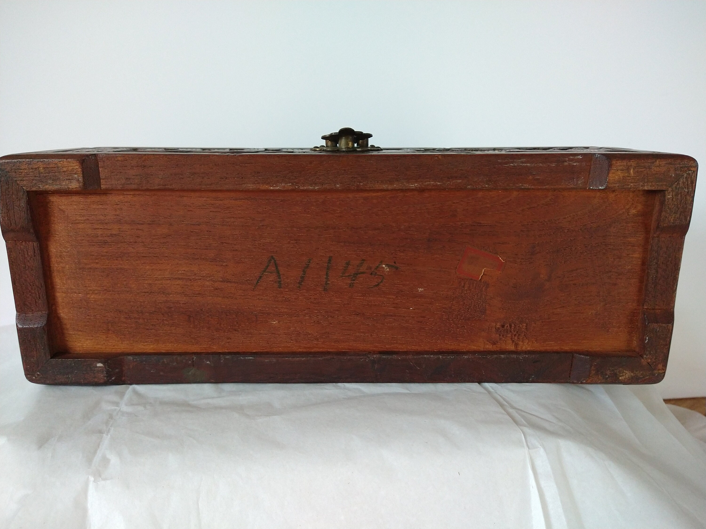 Vintage Carved Wood Box Asian Theme - Etsy